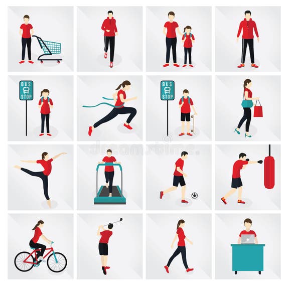 Collection of People and Activities. Vector Illustration Decorative ...