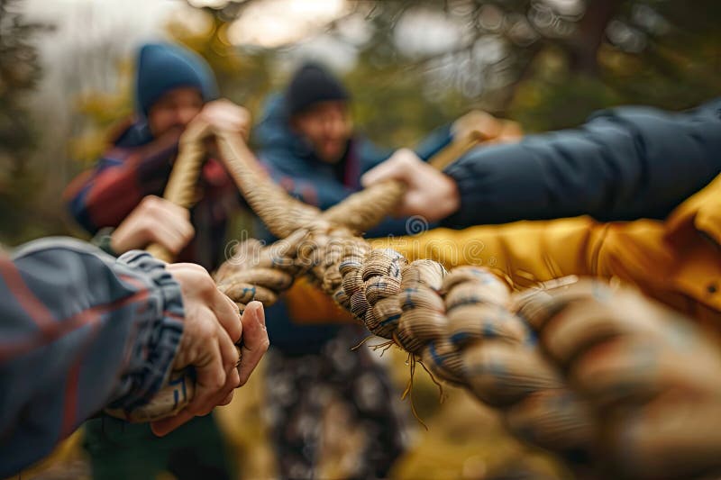 People Holding a Rope Together for a Common Purpose Stock Image - Image ...
