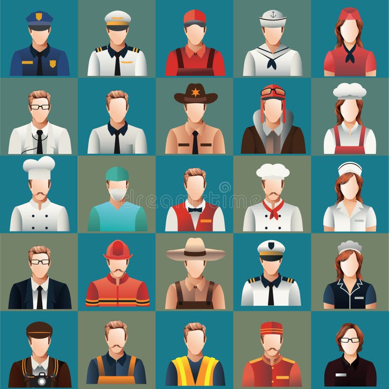 Collection of People and Occupation. Vector Illustration Decorative ...