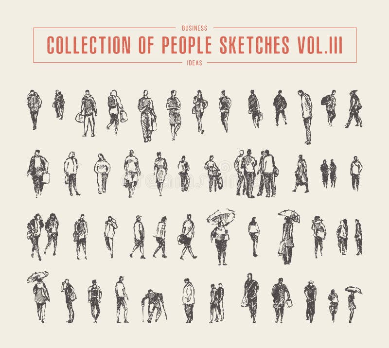 Collection of People Sketches Vector Hand Drawn Stock Vector ...