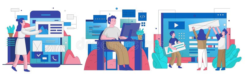 Collection of People Works in the it Industry Stock Vector ...