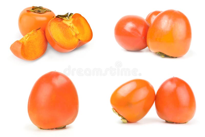 Collection of Persimmon Isolated Over a White Background Stock Image ...