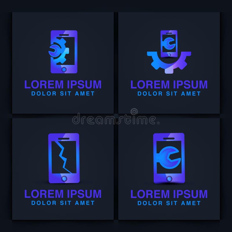 Collection of Phone Repair Logo Design Vector Illustration Stock Vector ...