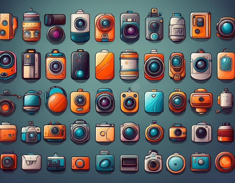 Collection of Photography Icons, Illustration. Stock Illustration ...