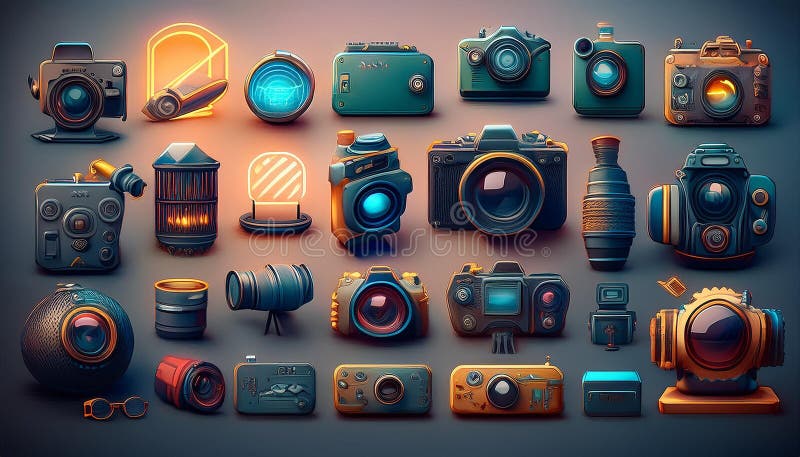 Collection of Photography Icons, Illustration. Stock Illustration ...