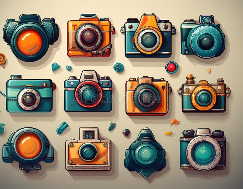 Collection of Photography Icons, Illustration. Stock Illustration ...