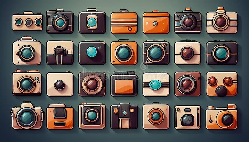 Collection of Photography Icons, Illustration. Stock Illustration ...