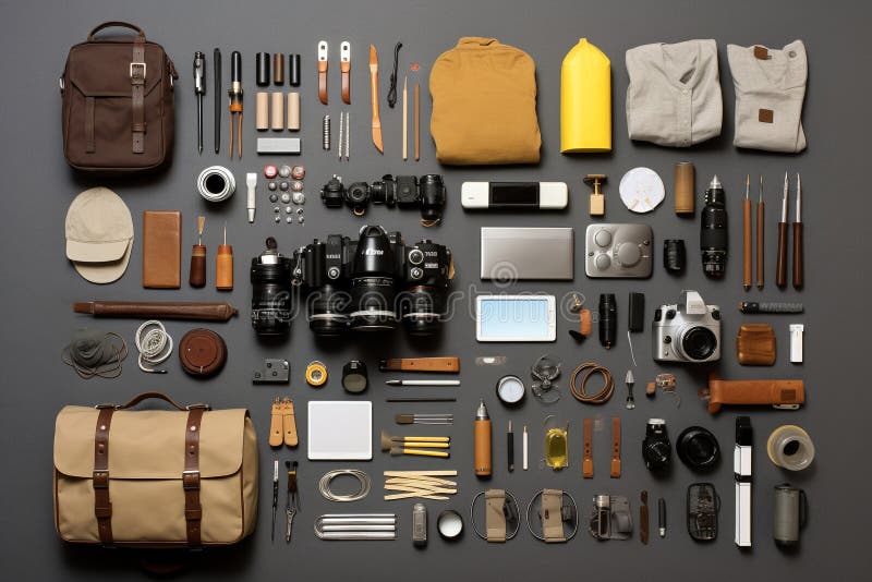 Collection of Photography Tools on a White Background Picture Stock ...