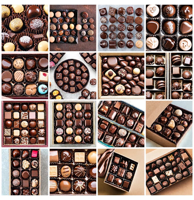 Collection of 16 Pics of Chocolade Pralines Stock Photo - Image of ...