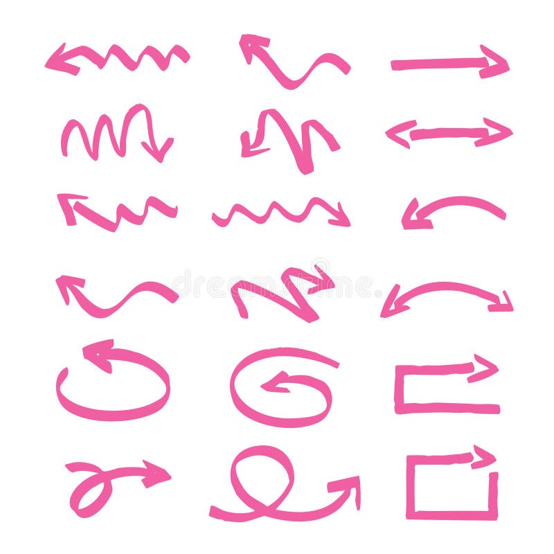 Collection of Pink Arrows. stock vector. Illustration of brush - 92326874