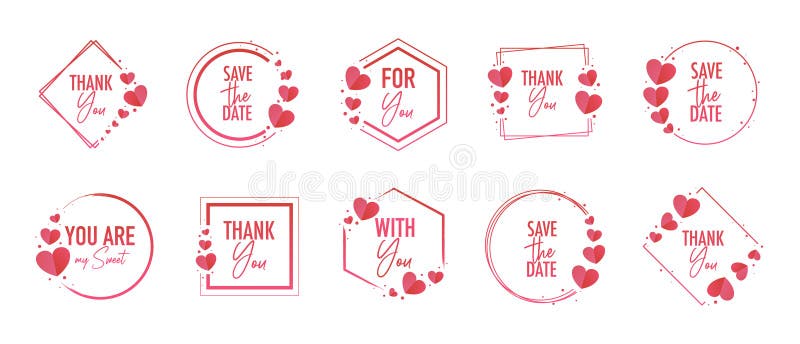 Collection of Pink Frames with Hearts and Text for Love Day Stock ...