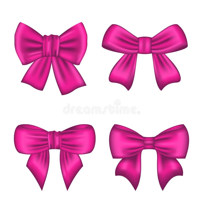 Collection Pink Silk Gift Bows Isolated Stock Vector - Illustration of ...
