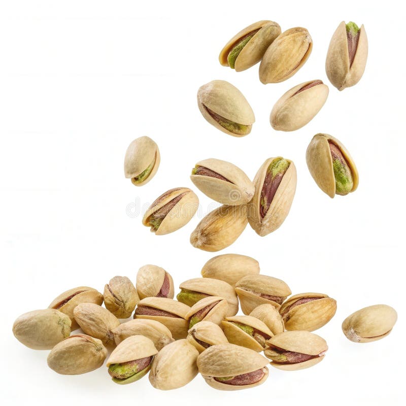 Falling Pistachio Nuts Create an Appealing Display Against a Clean ...