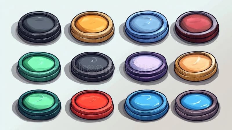 Collection of Pixel Art Coins in Various Colors on a White Backdrop ...