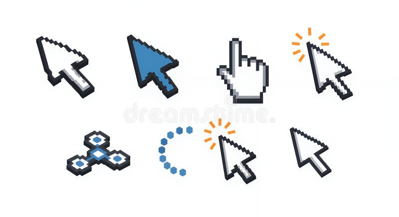 Pixel Art Cursor Icons stock illustration. Illustration of logo - 384446265