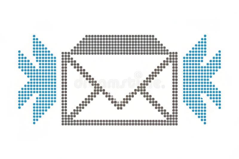 Collection of Pixel Art Style Mail Icons Featuring Envelopes, Arrows ...
