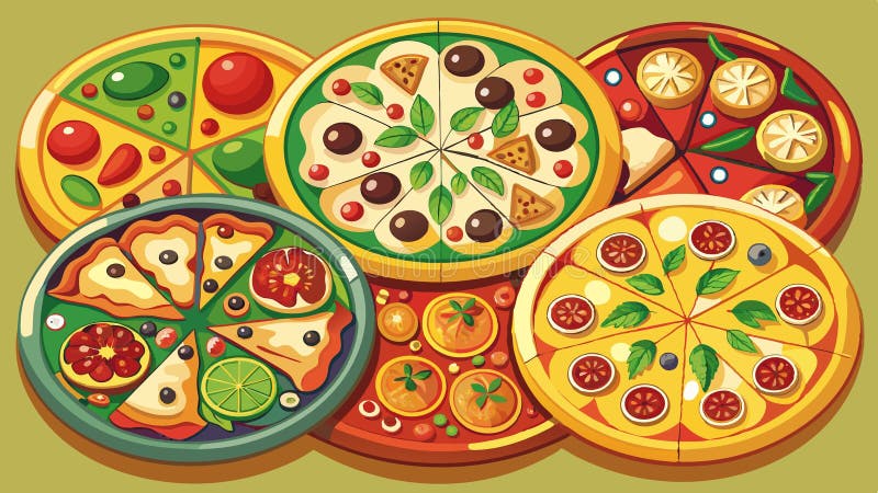 A Collection of Pizzas with Different Toppings. the Pizzas are Arranged ...