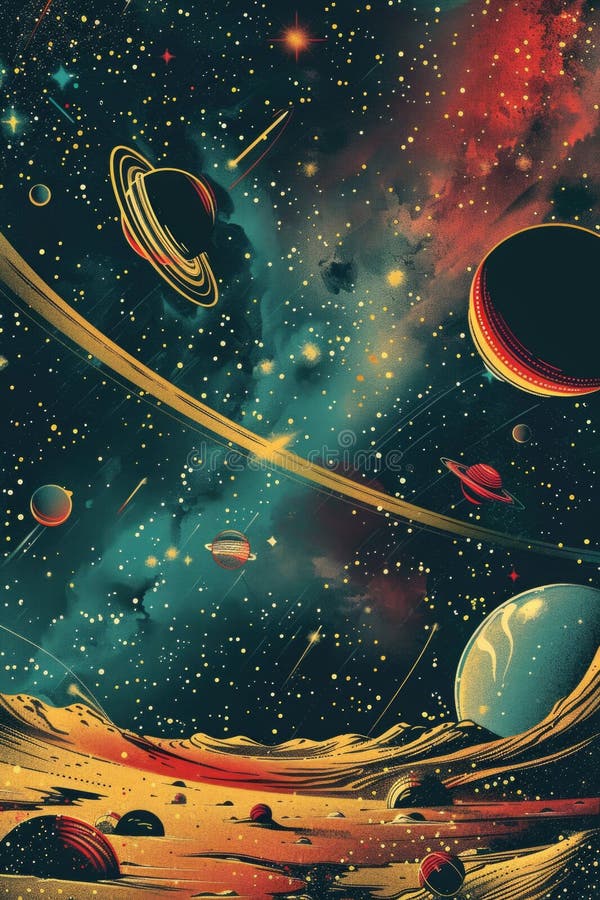 A Collection of Planets in a Distant Space Scene Stock Photo - Image of ...