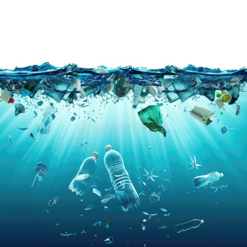 A Collection of Plastic Bottles Floating on the Surface of the Ocean ...