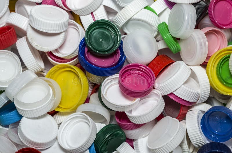 Collection of Plastic Caps for Recycling Stock Image - Image of ...