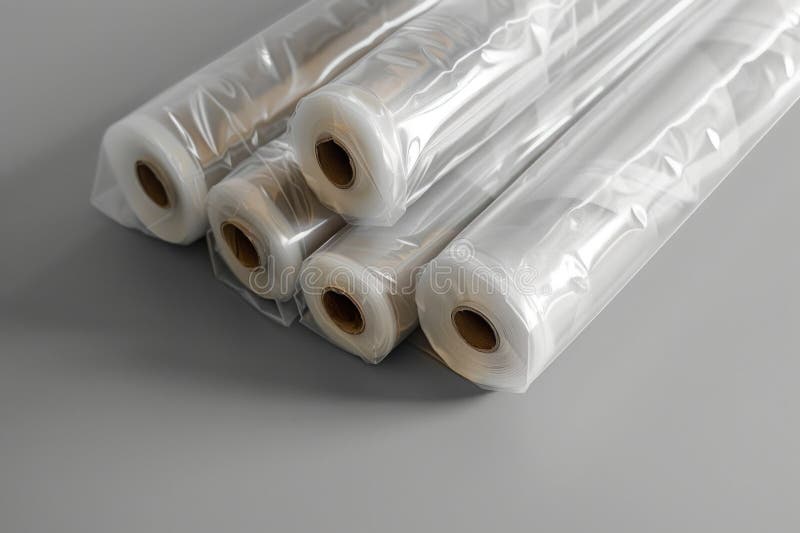 A Collection of Plastic Rolls Sitting on a Table, Possibly Used for ...