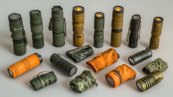 A Collection of Pocket Flashlights is Shown from Multiple Viewpoints ...