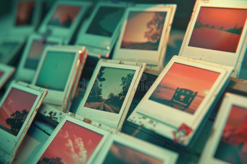 A Collection of Polaroid Photographs on a Table, Perfect for Nostalgia ...