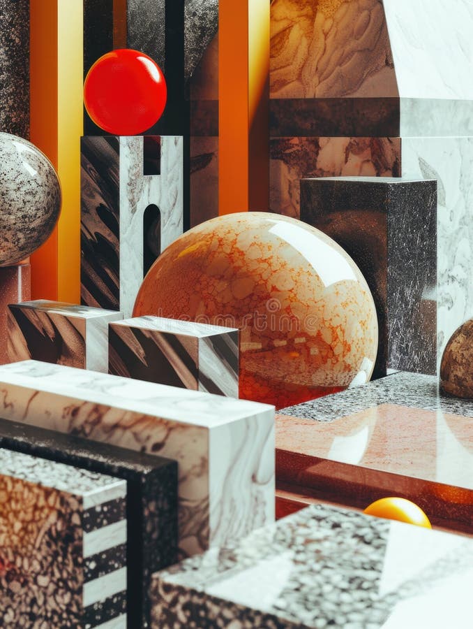 A Collection of Polished Marble Blocks Stacked on a Flat Surface Stock ...