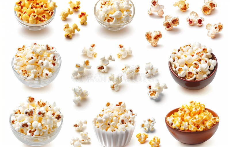 A Collection of Popcorn in Various Shapes and Sizes, Arranged on a ...