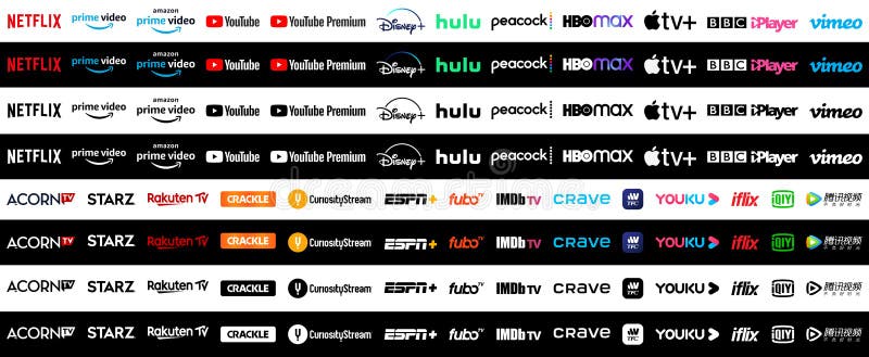 Collection of Popular Tv and Video Streaming Services Logos Editorial ...