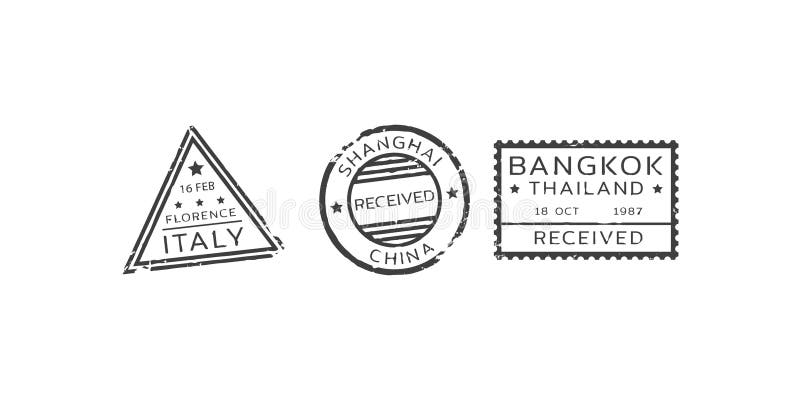 Collection of Postage Stamp and Postmark. Realistic Isolated Vector ...