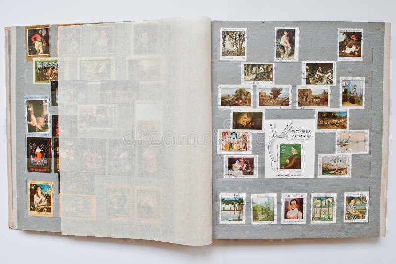 Collection of Postage Stamps in Album Printed from Cuba Editorial ...