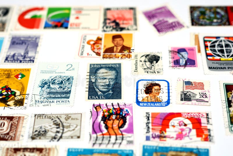 A Collection of Old Historic Used Postage Stamps from Various Countries ...