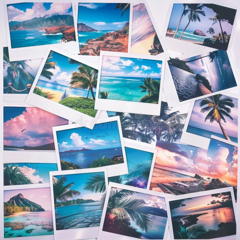 A Collection of Postcards Featuring Various Beach Scenes and Tropical ...