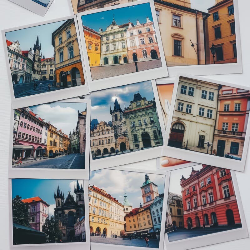 A Collection of Postcards Featuring Various Cities and Buildings Stock ...