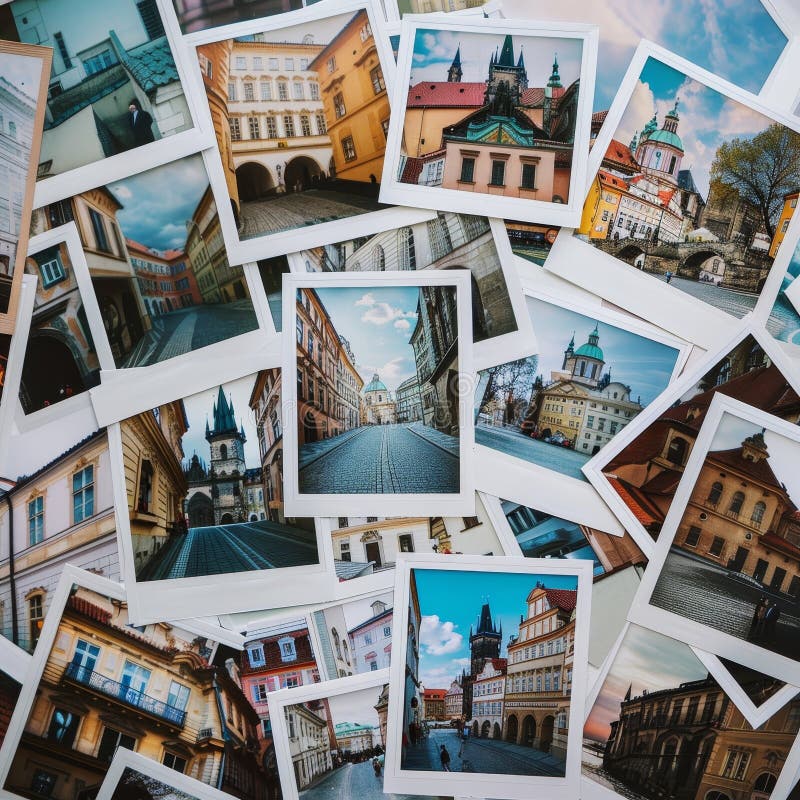 A Collection of Postcards Featuring Various Cities and Buildings Stock ...
