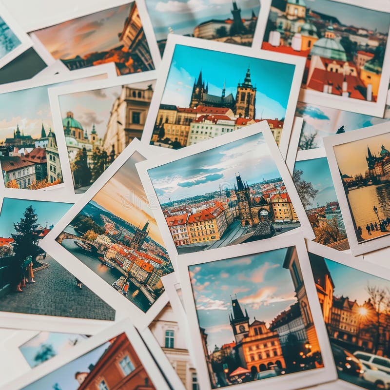 A Collection of Postcards Featuring Various Cities and Buildings Stock ...