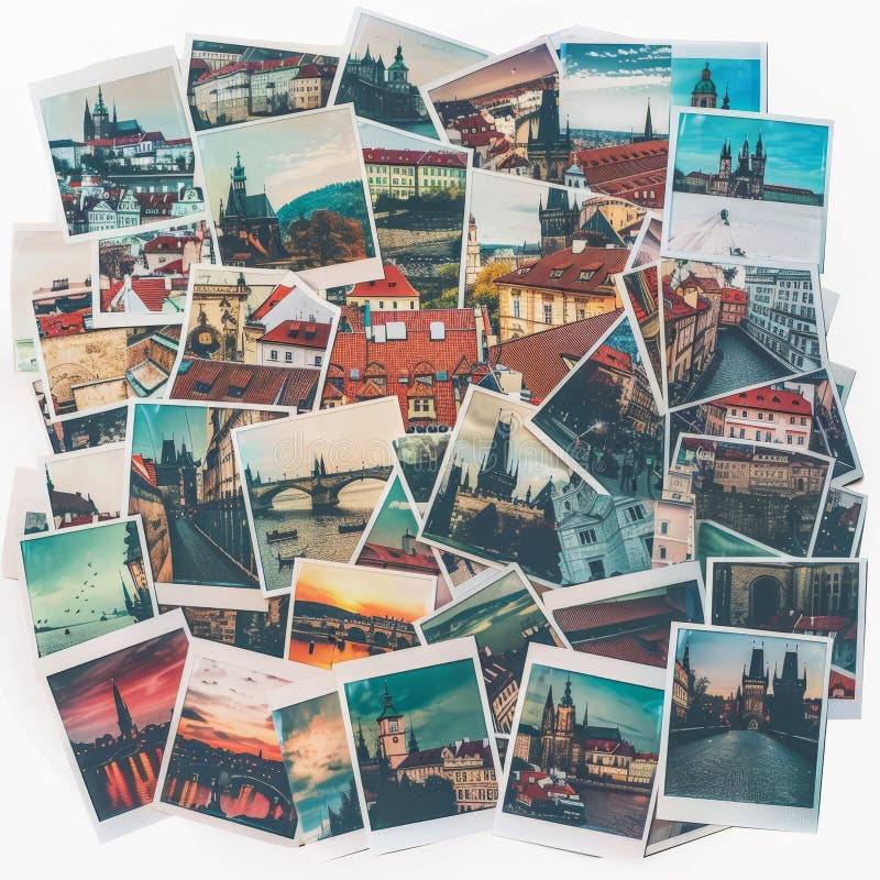 A Collection of Postcards Featuring Various Cities and Buildings Stock ...