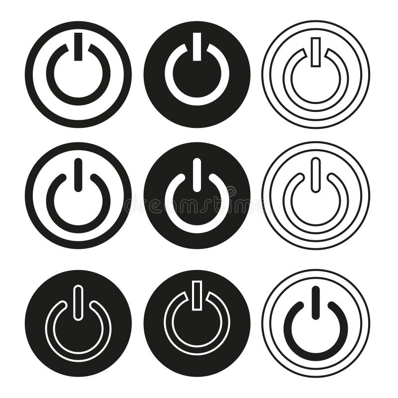 Collection of Power Buttons. on-off Interface Symbols. Various Circle ...