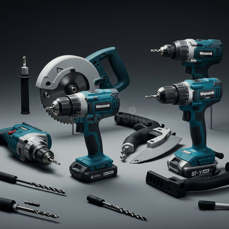 A Collection of Power Tools, Including Electric Drills and a Circular ...