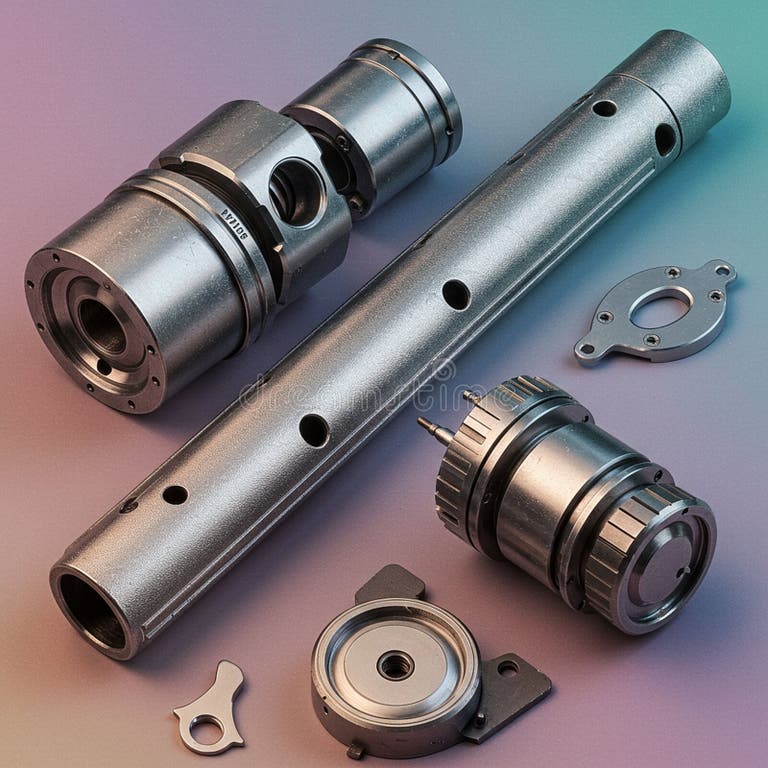 A Collection of Precision-engineered Metallic Components, Including ...