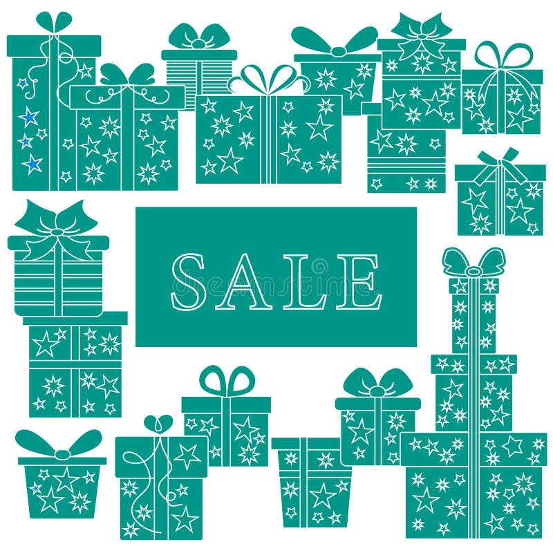 Collection of Presents and Gift Boxes with Text Sale. Stock Vector ...