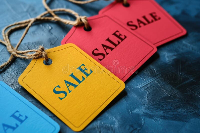 Collection of Price Tags with Sale Written on Them Stock Photo - Image ...