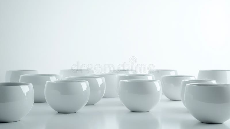 Serene White Vessels a Minimalist Still Life on a Luminous Background ...