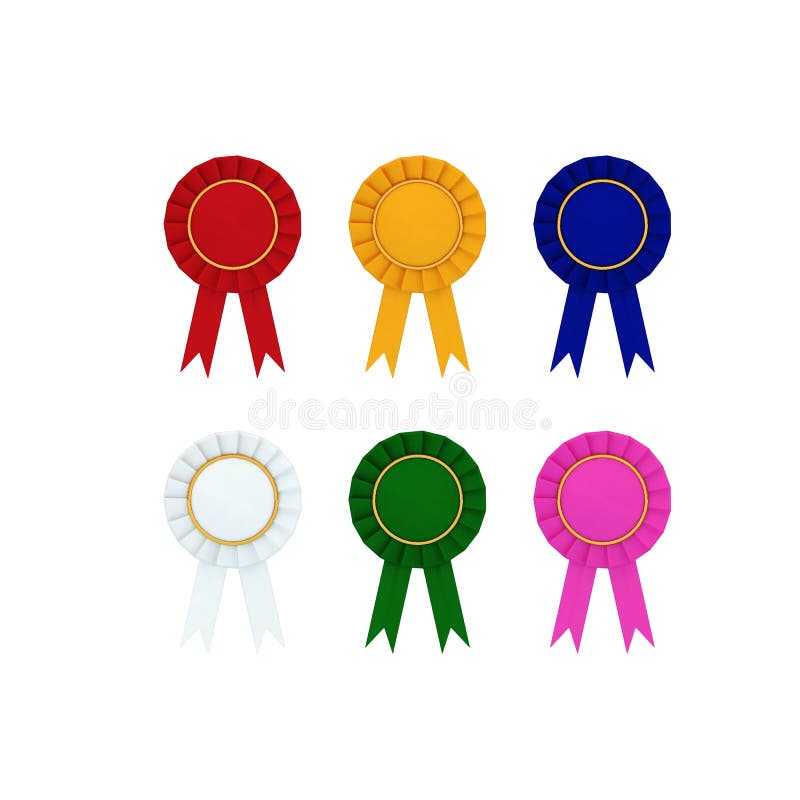 Collection of Prize Label with Ribbon Isolated on White with Clipping ...