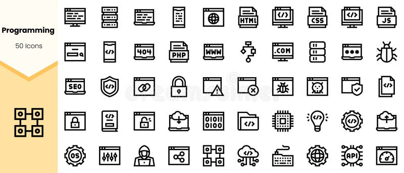 Programming Coding Line Icons Collection Stock Illustrations – 767 ...