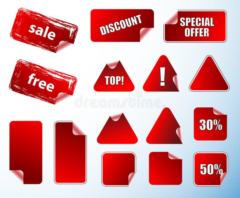 Peeled Corner Price Promotion Promotional Tags Red Empty Blank Label ...