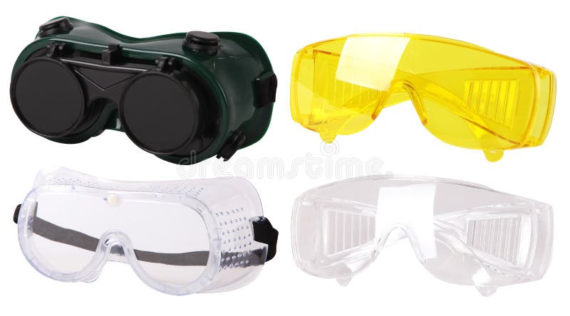 Collection of Protective Spectacles Safety Glasses. Plastic Protective ...