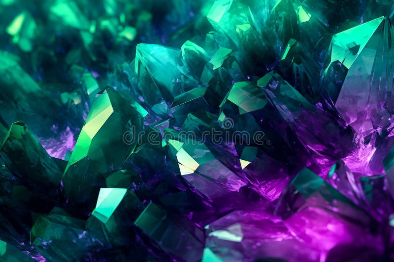 Assorted Purple and Green Crystals on a Table. Generative AI. Stock ...