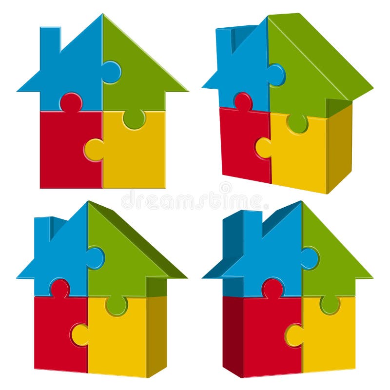 3D puzzle house stock vector. Illustration of design - 41265037